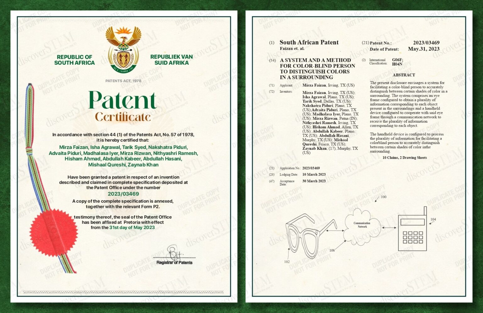 Patent Granted: A system and a method for color-blind person to ...